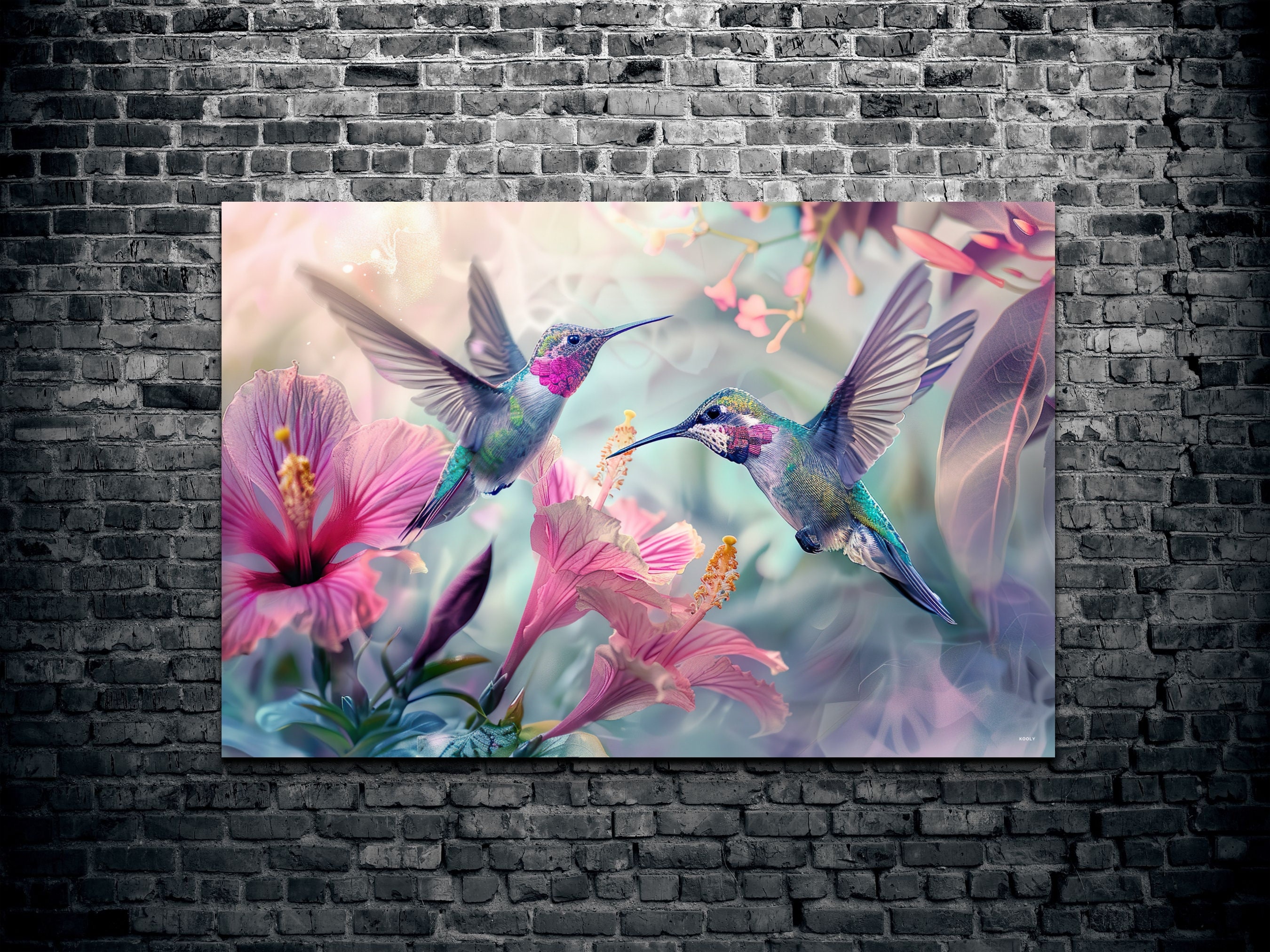 Two Hummingbirds Canvas Wall Art Print, Humming Bird Decor for Room ...