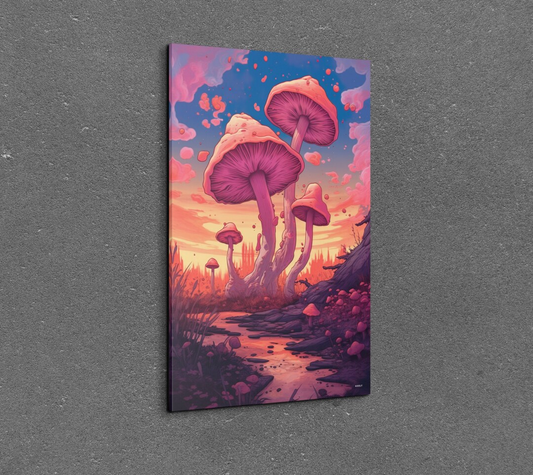 Trippy Psychedelic Mushroom Canvas Wall Art, Trippy Mushroom Art ...