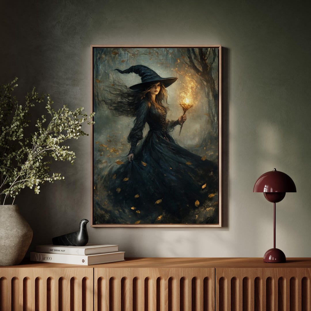 Enchanting Witch Canvas - Mysterious Dark Forest Scene With Witch ...