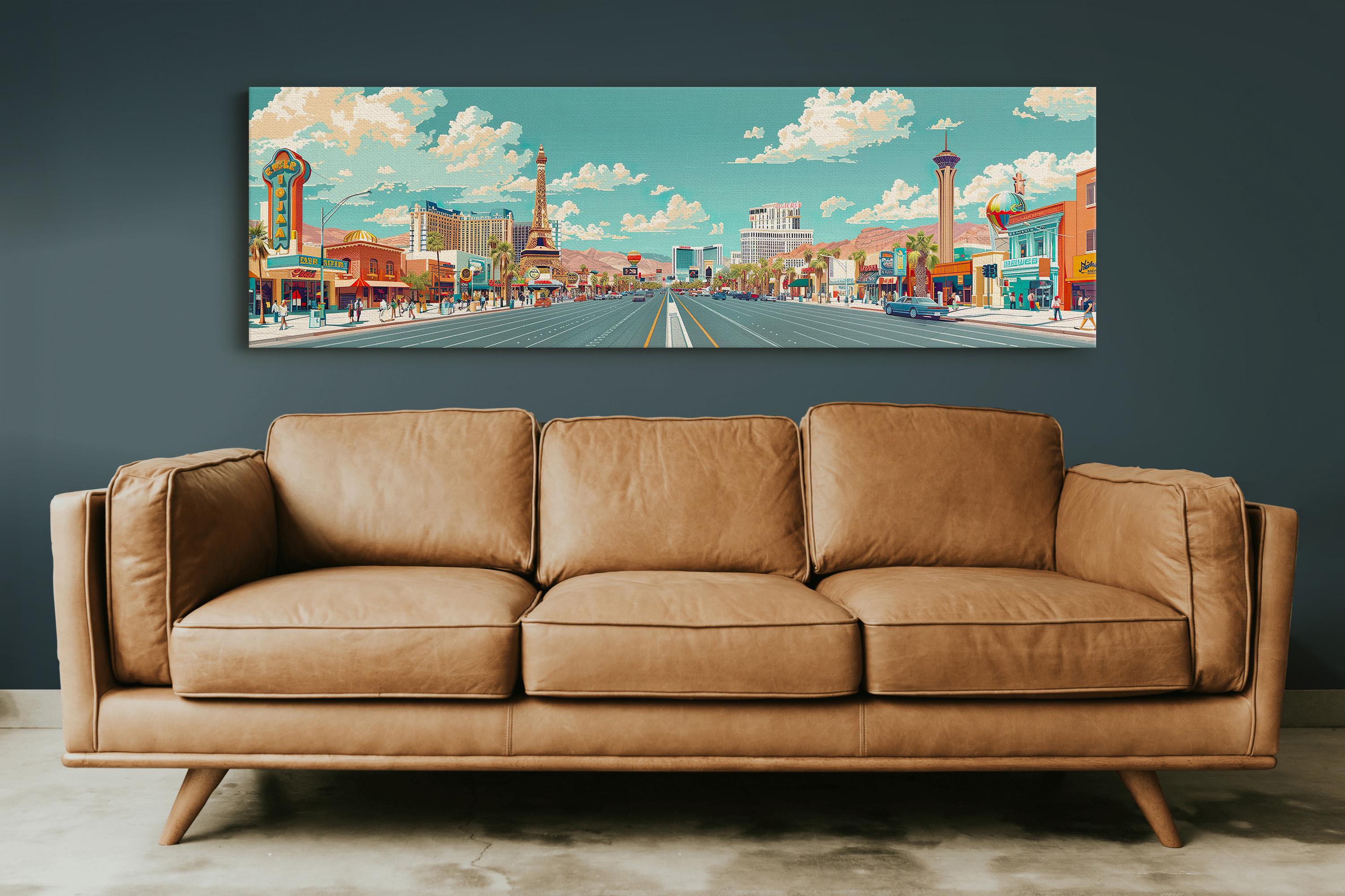 Las Vegas Strip Mid Century Modern Panoramic Canvas Wall Art - Etsy