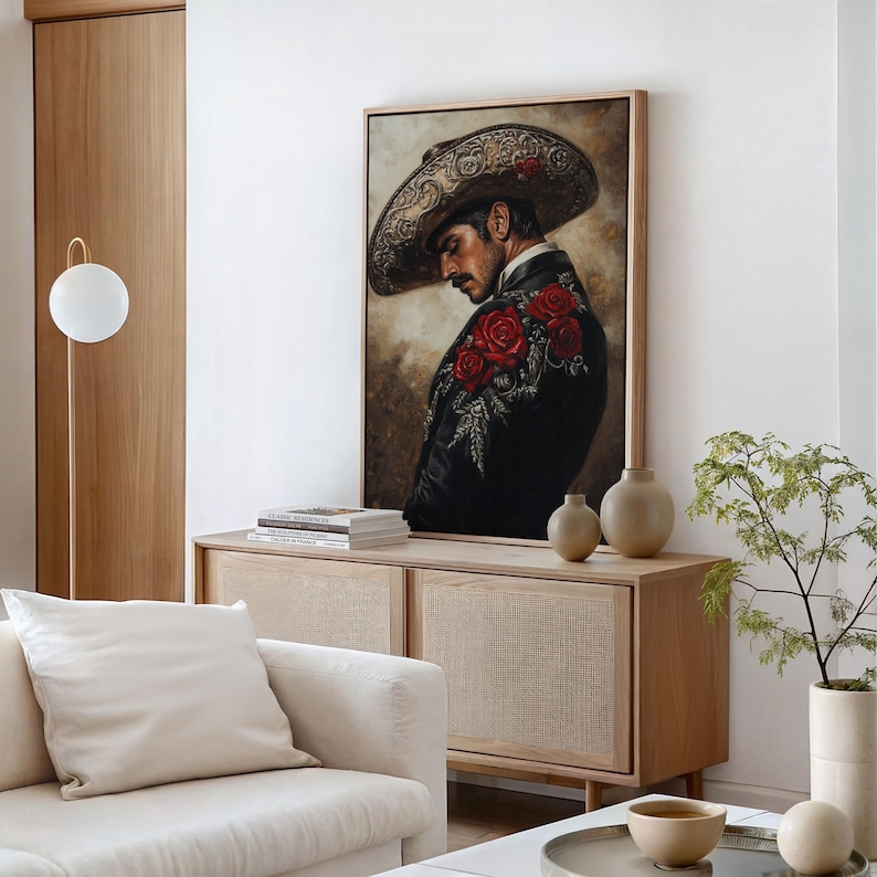 Mexican Charro Canvas Art, Vintage Oil Painting, Elegant Mariachi Decor ...