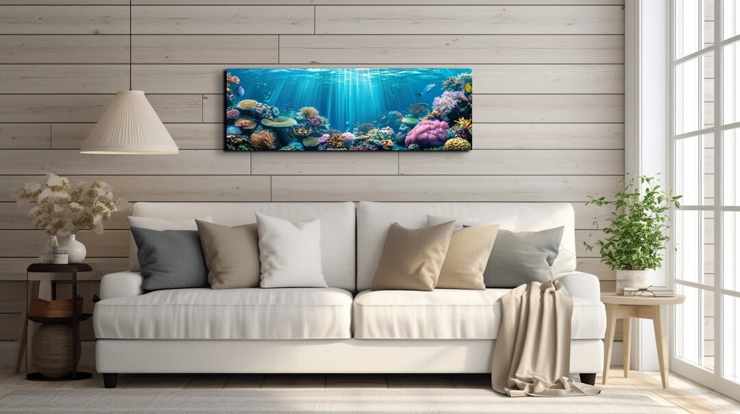 Underwater Ocean View Canvas Wall Art Print, Panoramic Wall Decor ...