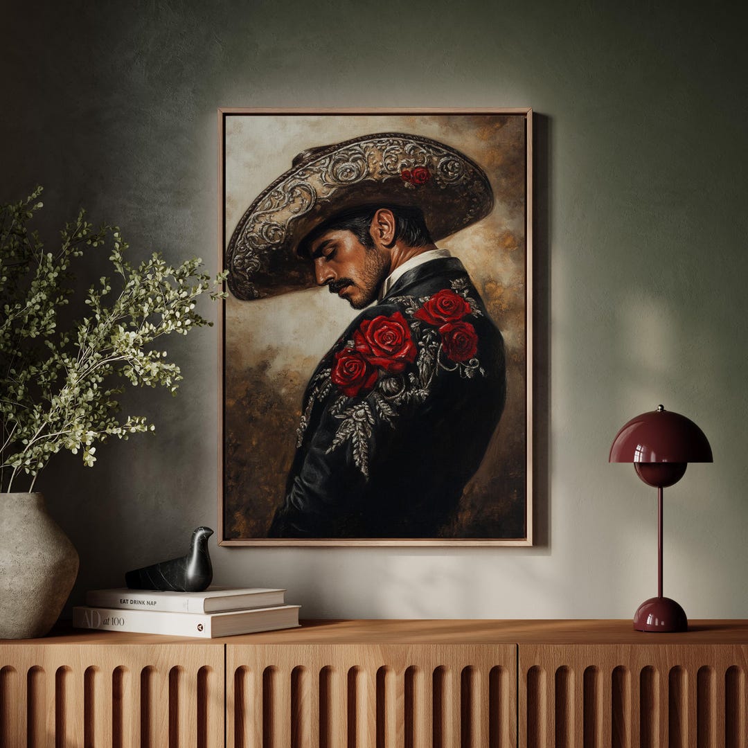 Mexican Charro Canvas Art, Vintage Oil Painting, Elegant Mariachi Decor ...
