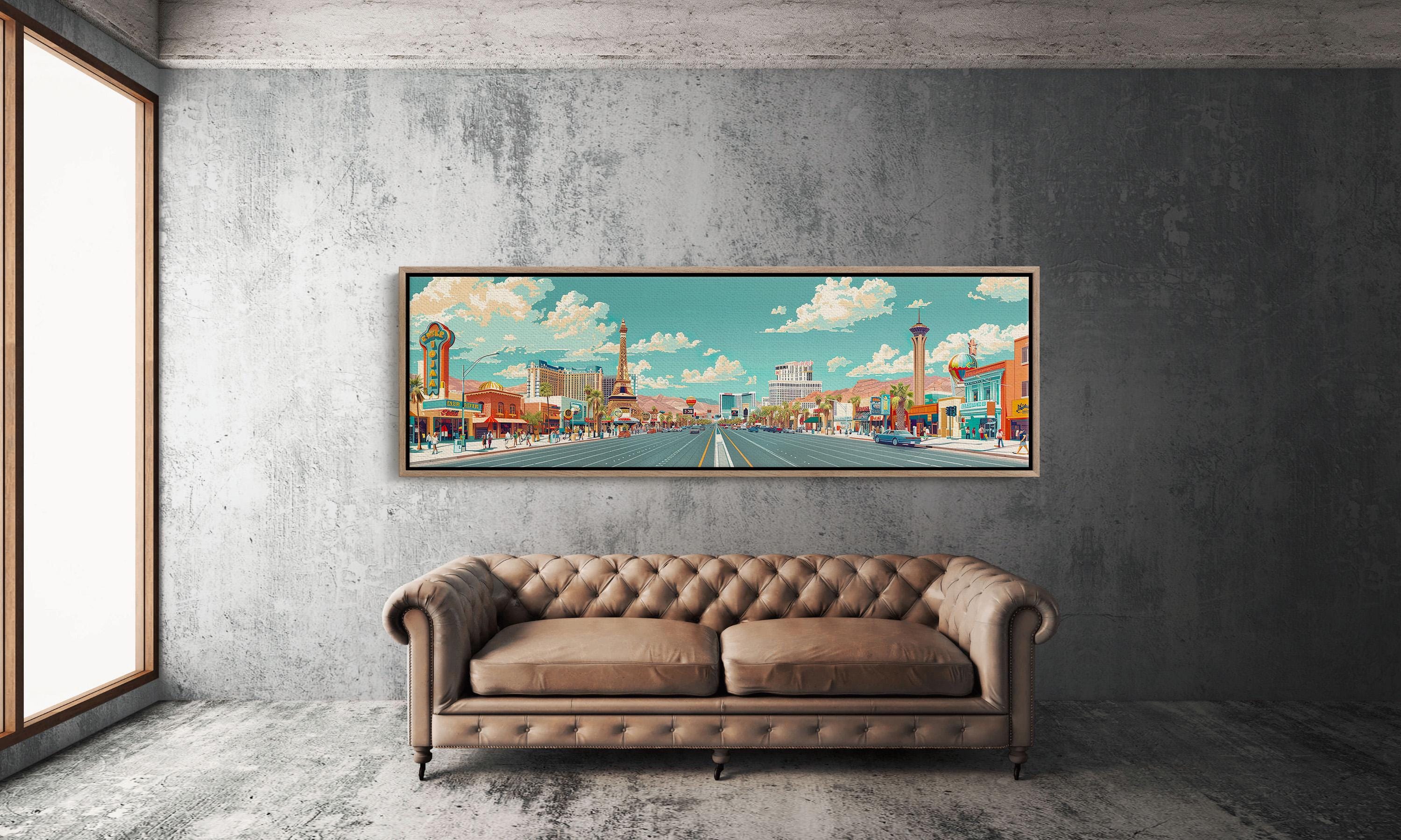 Las Vegas Strip Mid Century Modern Panoramic Canvas Wall Art - Etsy
