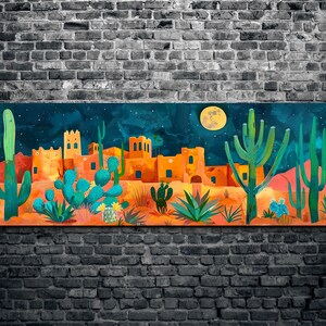 Southwest Desert Watercolor Canvas Art Print, Desert Canvas Art, Cactus ...