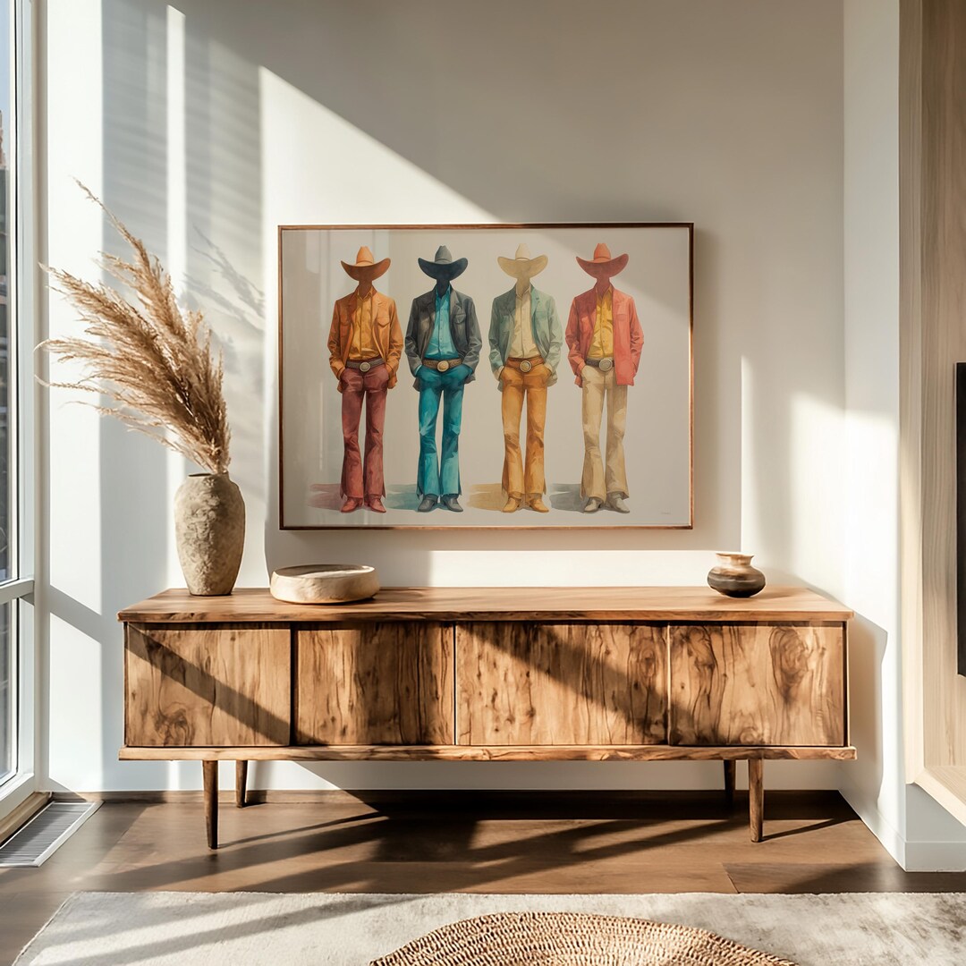 Colorful Cowboys Stand Bold in Retro Western Lineup - Etsy