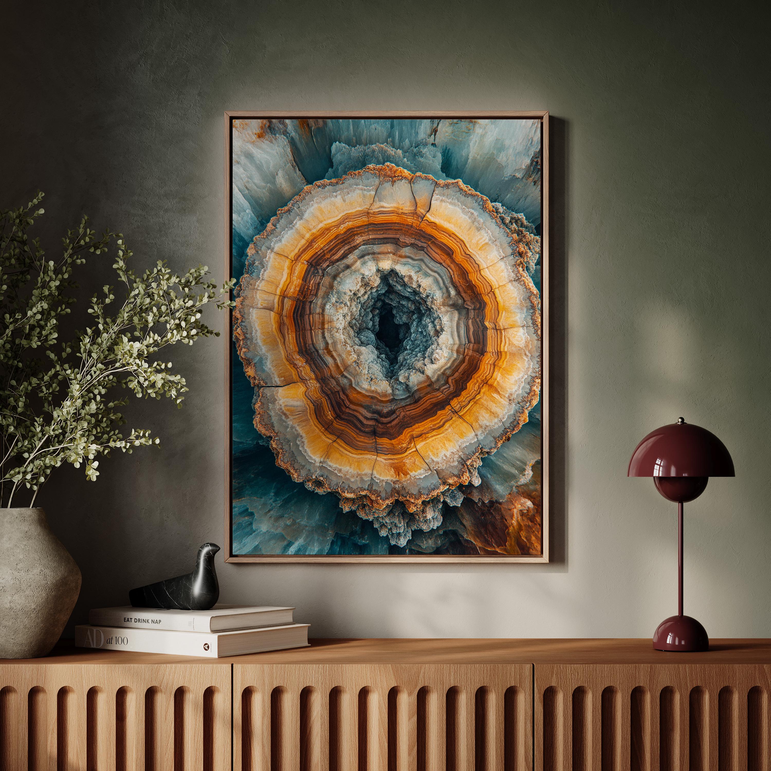 Geode Cross Section Canvas Wall Art – Abstract Earth Tones Crystal Ring ...