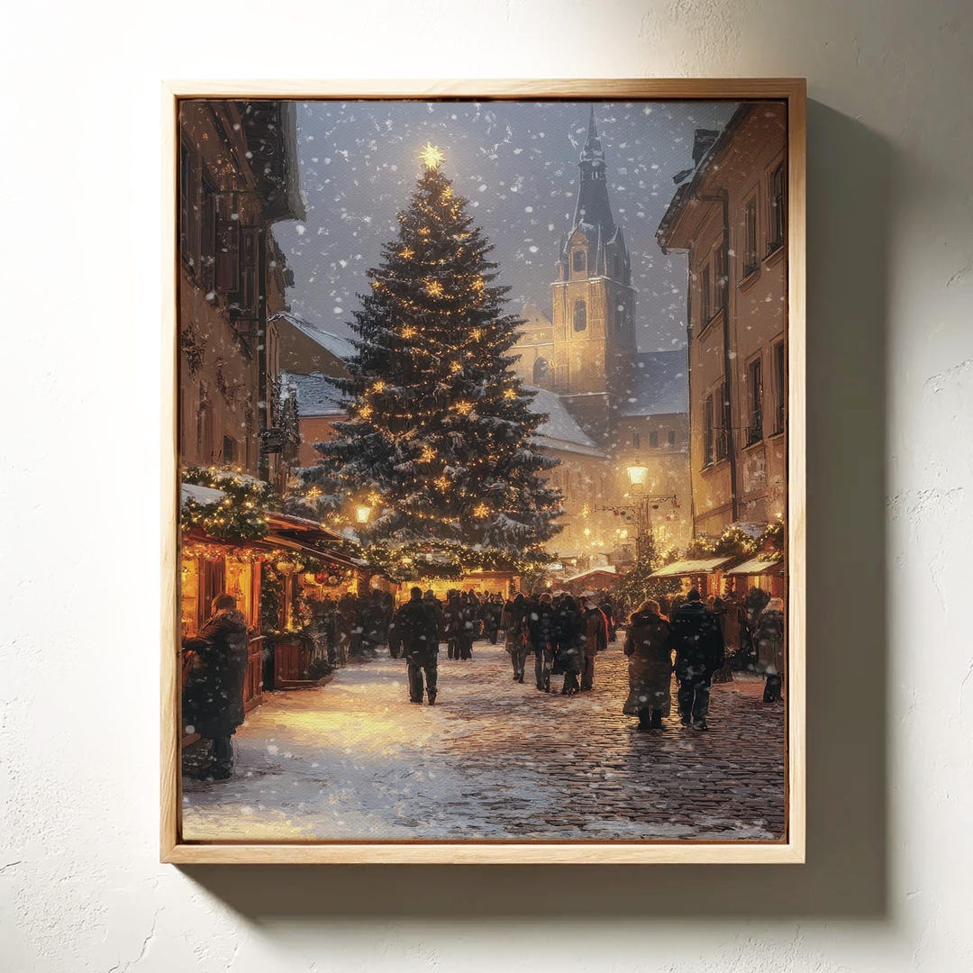 Snow Crusted Pine Trees With Lights in the Forest Ready to Hang Canvas ...