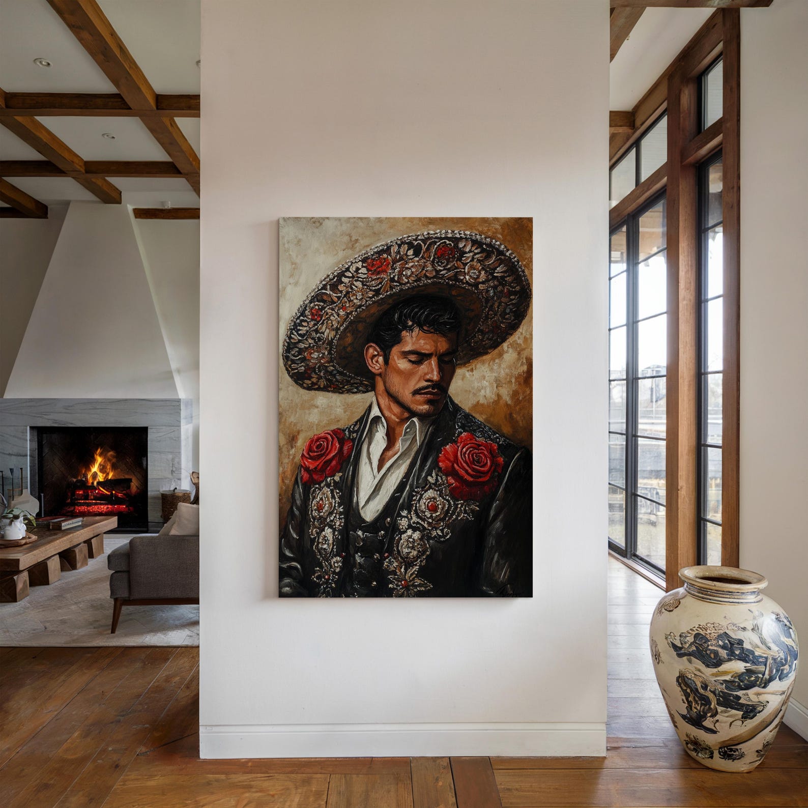 Mexican Charro Canvas Art, Vintage Oil Painting, Traditional Mariachi ...