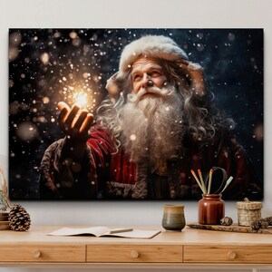 Santa With Magic in His Hands Painting, Santa Canvas Print, Enchanted ...