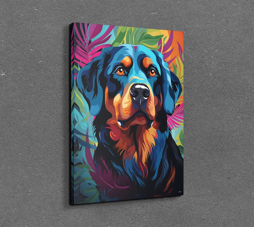 Rottweiler Canvas Wall Art, Rottweiler in Colorful Style Wall Decor ...