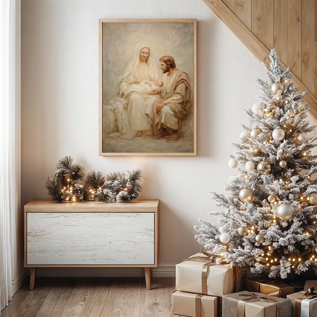 Holy Family Nativity Scene in Soft Pastel Tones - Etsy
