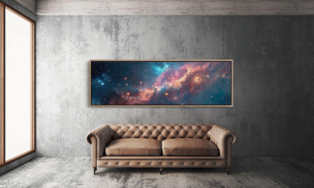 Panoramic Nebula Canvas Wall Art, Space Art, Nebula Wall Art, Cosmic ...