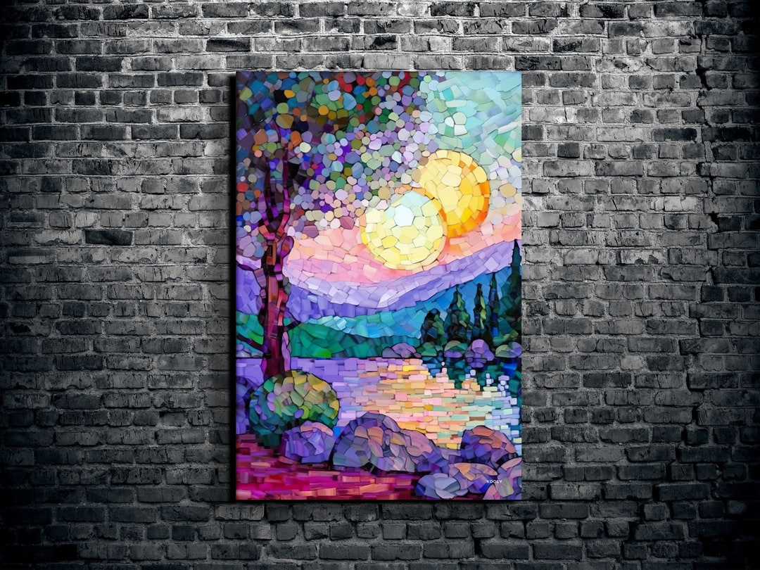 Dot Matrix Lavender Scenery Original Canvas Wall Art ,large Wall Art ...