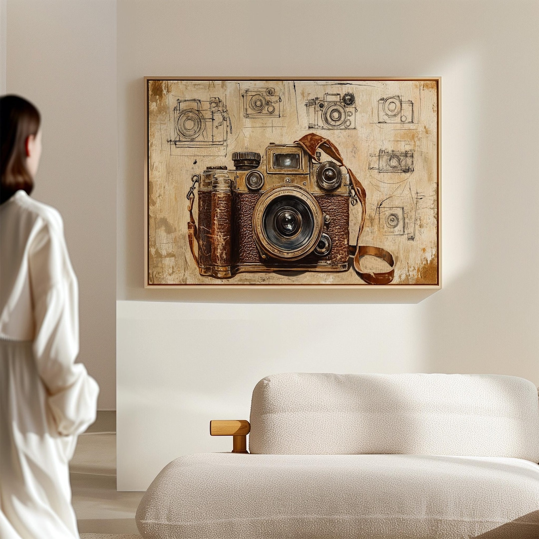 Rustic Antique Camera Art Canvas - Vintage Leather Camera Design With ...
