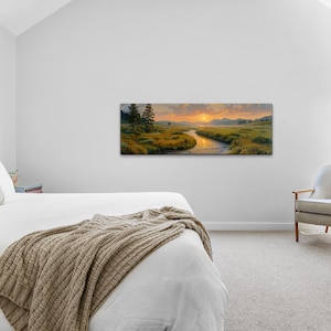 Yellowstone Canvas Wall Art Print, National Park Art, Mountain Art ...