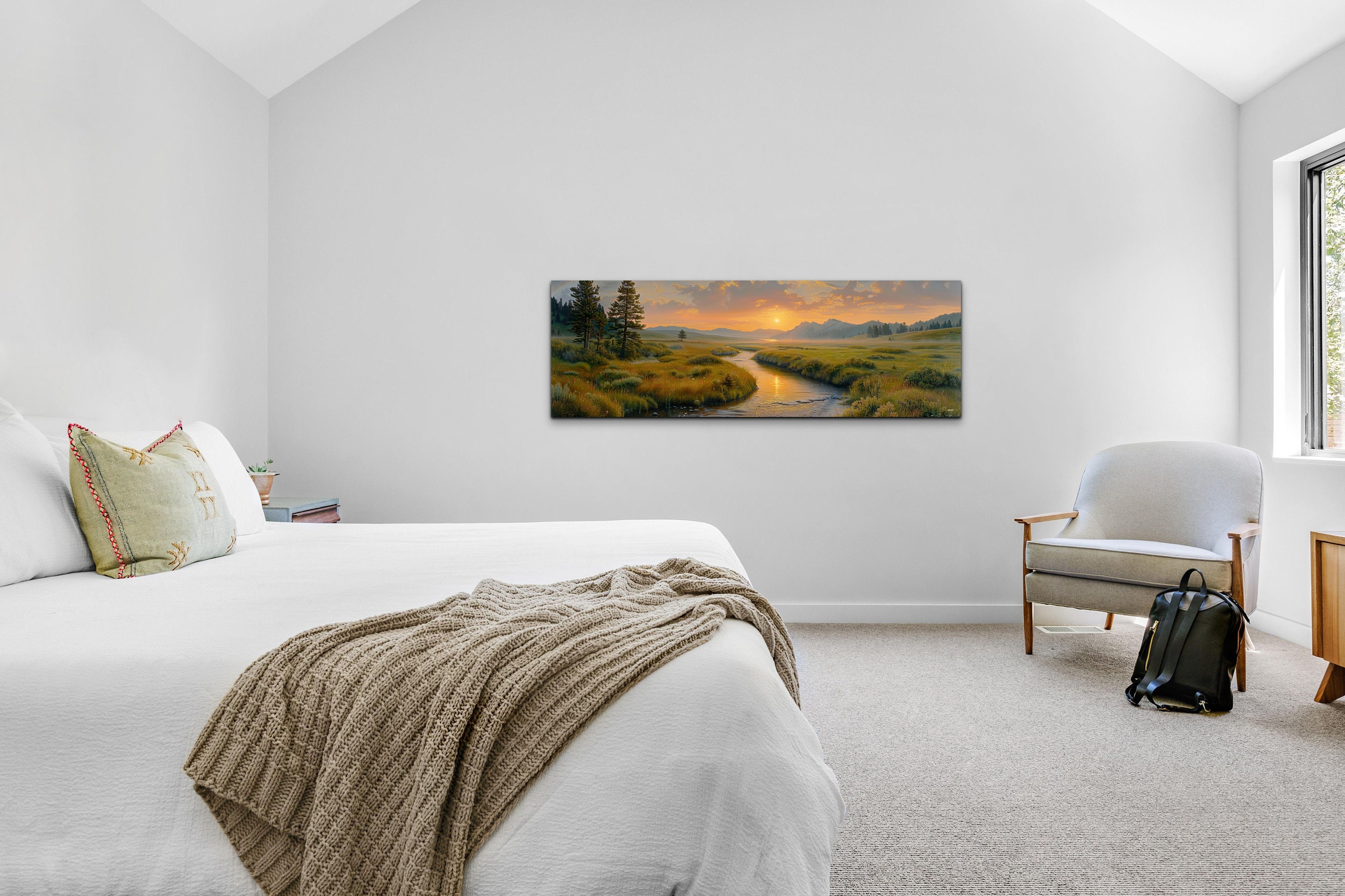 Yellowstone Canvas Wall Art Print, National Park Art, Mountain Art ...