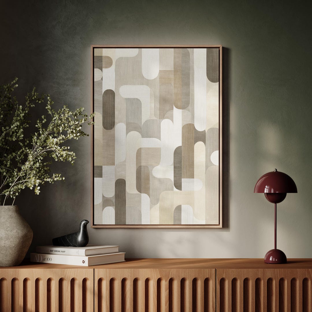 Neutral Geometric Canvas | Modern Minimal Abstract Wall Art - Etsy