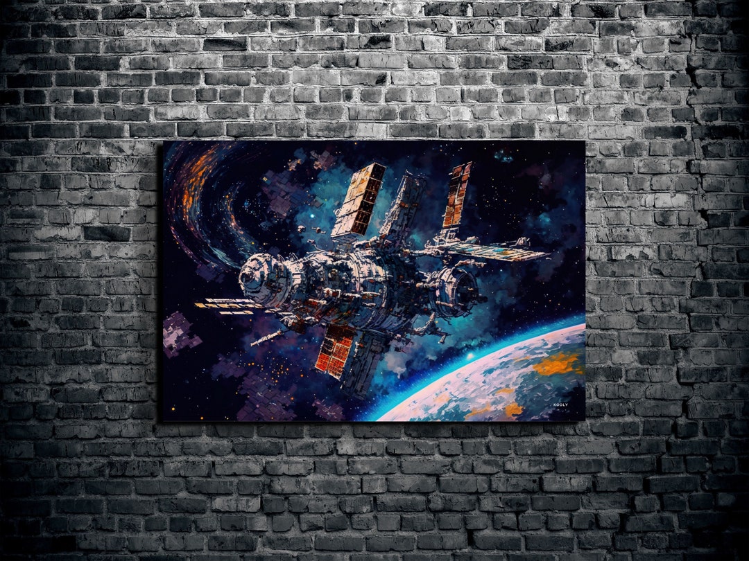 ISS Space Station Abstract Canvas Wall Art, Space Wall Art, Astronomy ...