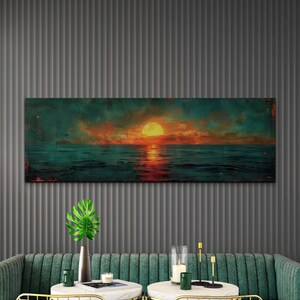Panoramic Mid Century Modern Sunset Canvas Wall Art Print - Etsy