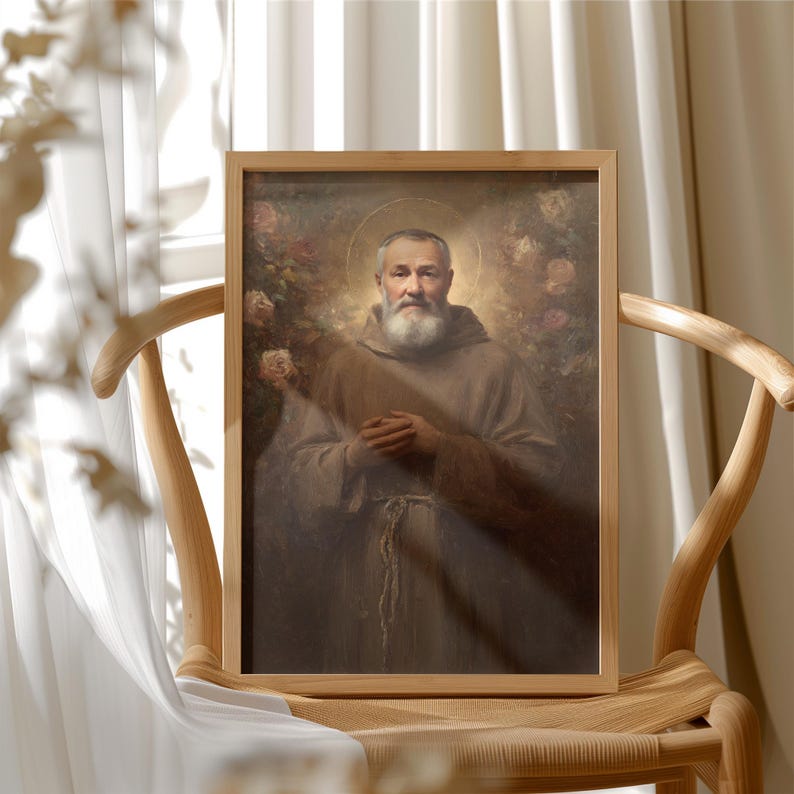 Saintly Monk Portrait | Sacred Oil-style Christian Art With Halo and ...