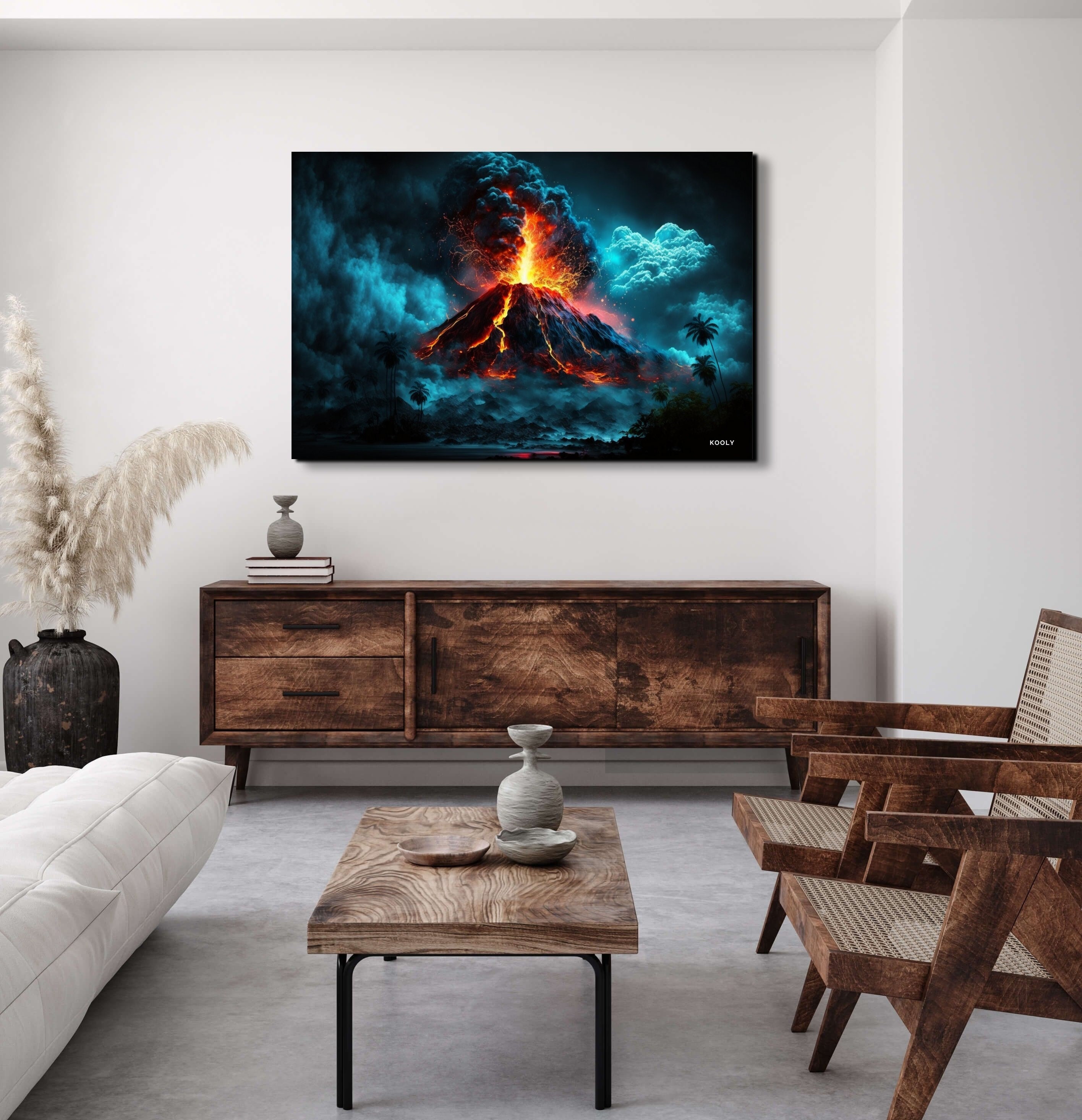 Volcano Erupting With Smoke Canvas Wall Art Smoky Volcano - Etsy