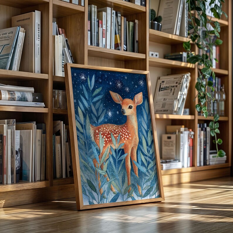 Fawn Under Starry Night Sky - Etsy