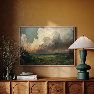 Dramatic Sky Canvas Art - Storm Clouds Over Verdant Fields - Stunning ...