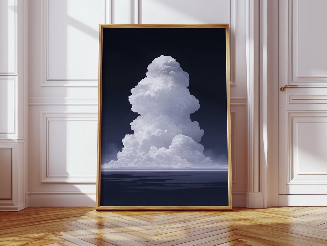 Towering Cloud Over Ocean – Dramatic Cumulus Wall Art Poster With Dark ...
