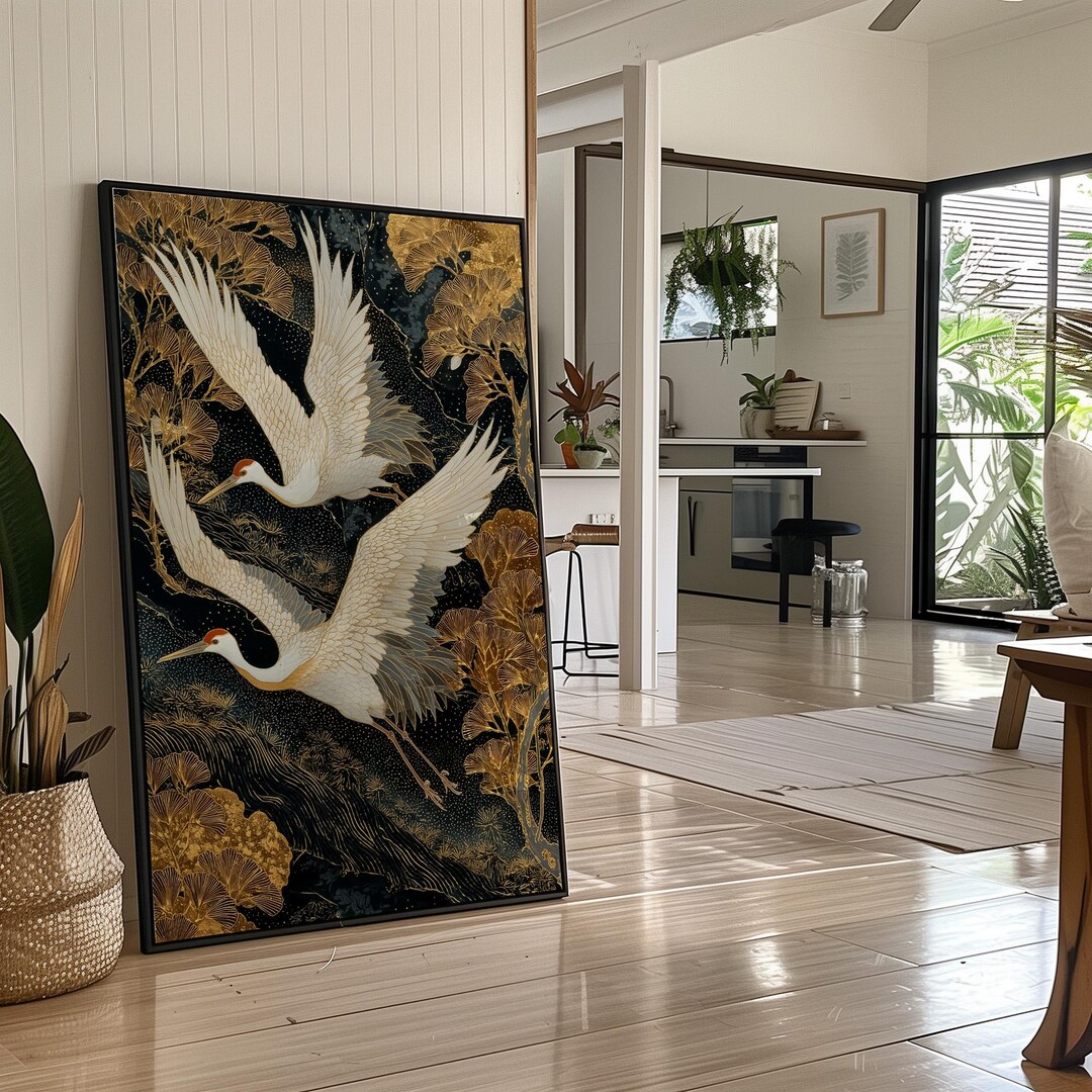Golden Flight of the Cranes - Etsy