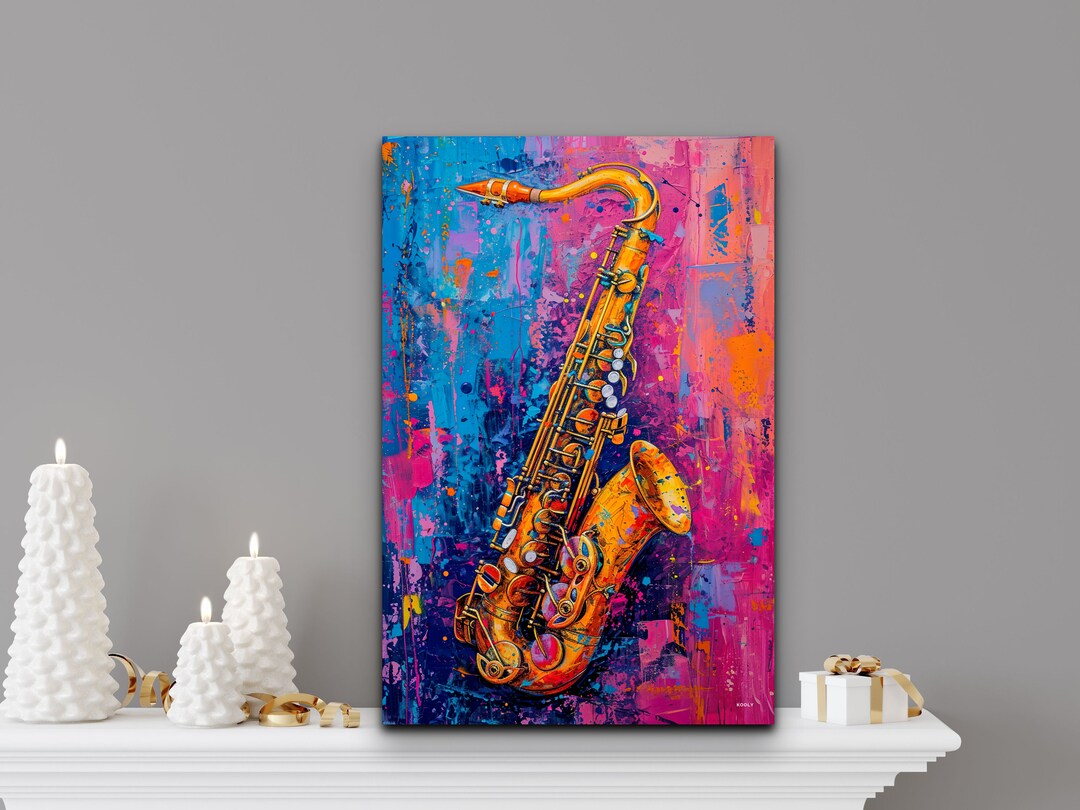 Pop Art Saxophone Canvas Wall Art - Etsy
