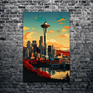 Space Needle Travel Poster, Seattle Washington Travel Poster, Space ...