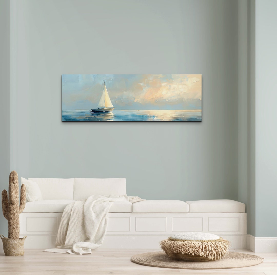 Vintage Sailboat Canvas Art Print, Extra Large Wall Art, Panoramic ...