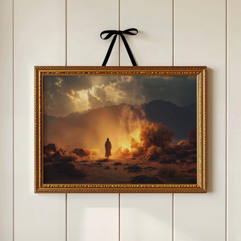 Moses and the Burning Bush Desert Art - Etsy