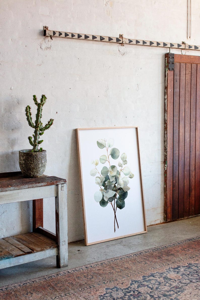 Eucalyptus Wall Art Print in Watercolor, Minimalist Botanical Greenery ...