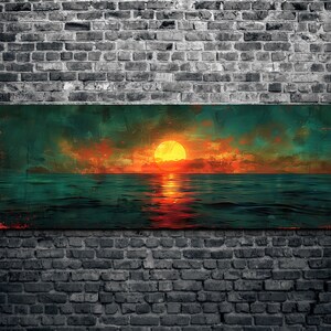 Panoramic Mid Century Modern Sunset Canvas Wall Art Print - Etsy
