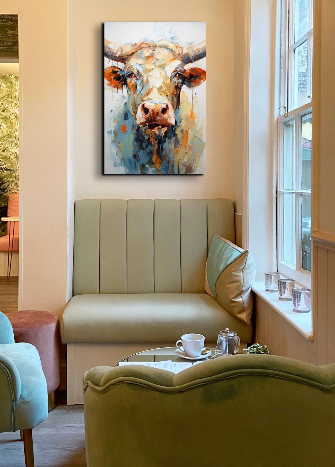 Longhorn Steer Canvas Wall Art, Southwestern Wall Art, Cow Canvas Wall ...