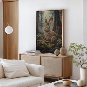 Mystical Jackalope in Forest Landscape - Fantasy Woodland Creature Wall ...