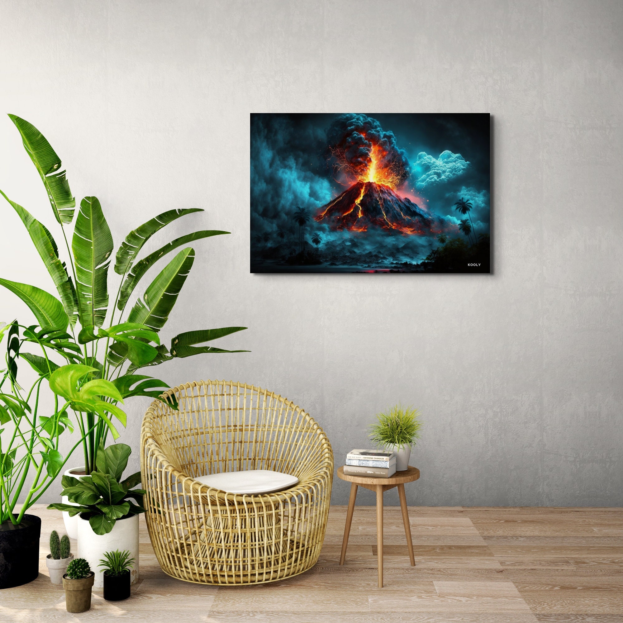 Volcano Erupting With Smoke Canvas Wall Art Smoky Volcano - Etsy
