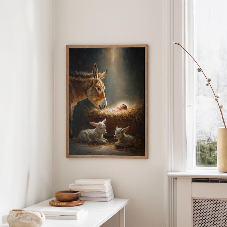 Baby Jesus in the Manger With Animals | Peaceful Nativity Scene ...