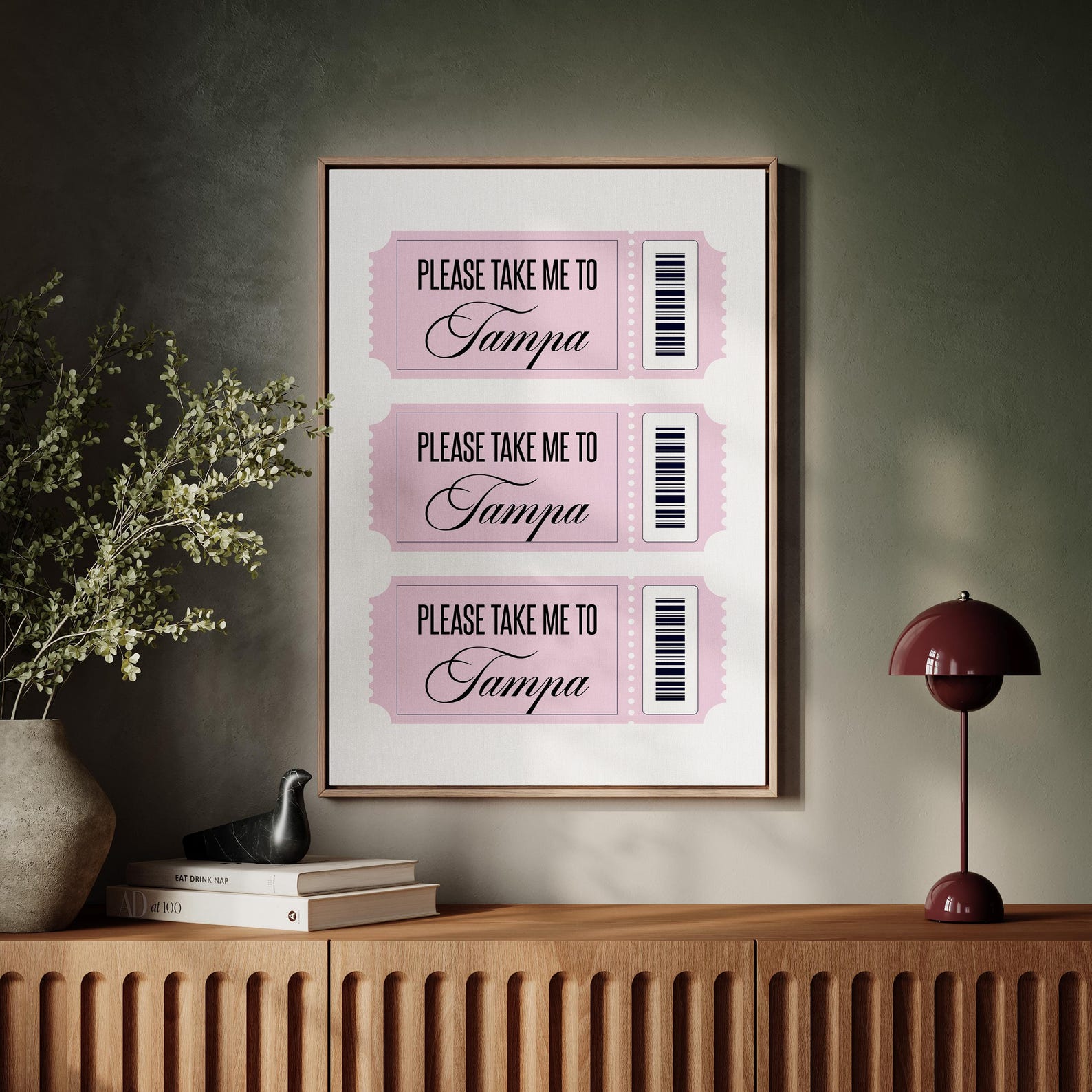 Please Take Me to Tampa | Pink Ticket Print - Etsy