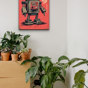 1950s Style Atomic Fallout Robot Cartoon, Robot Art, Ready to Hang ...