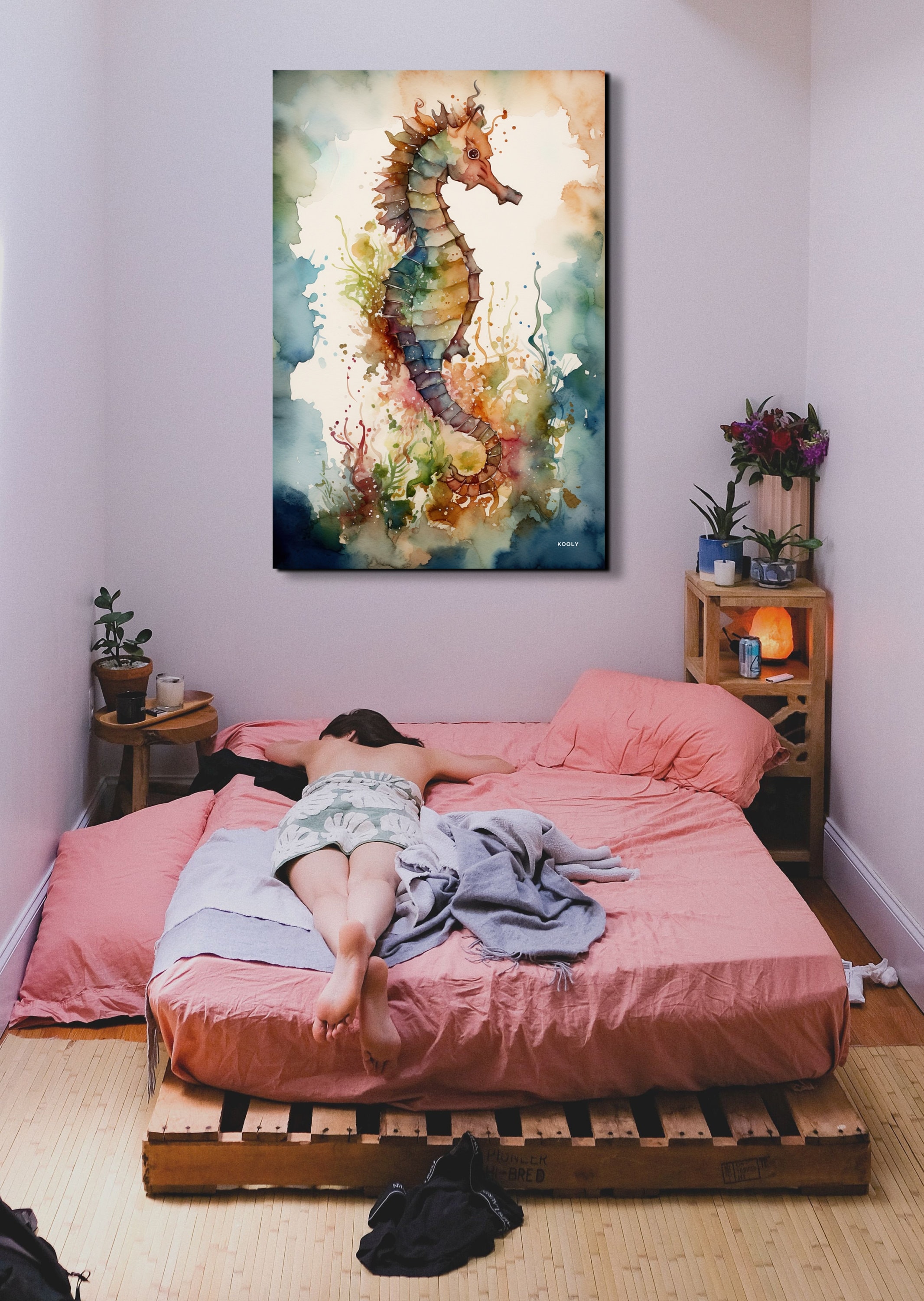 Water Color Seahorse Canvas Wall Art, Hangable Seahorse Art, Watercolor ...