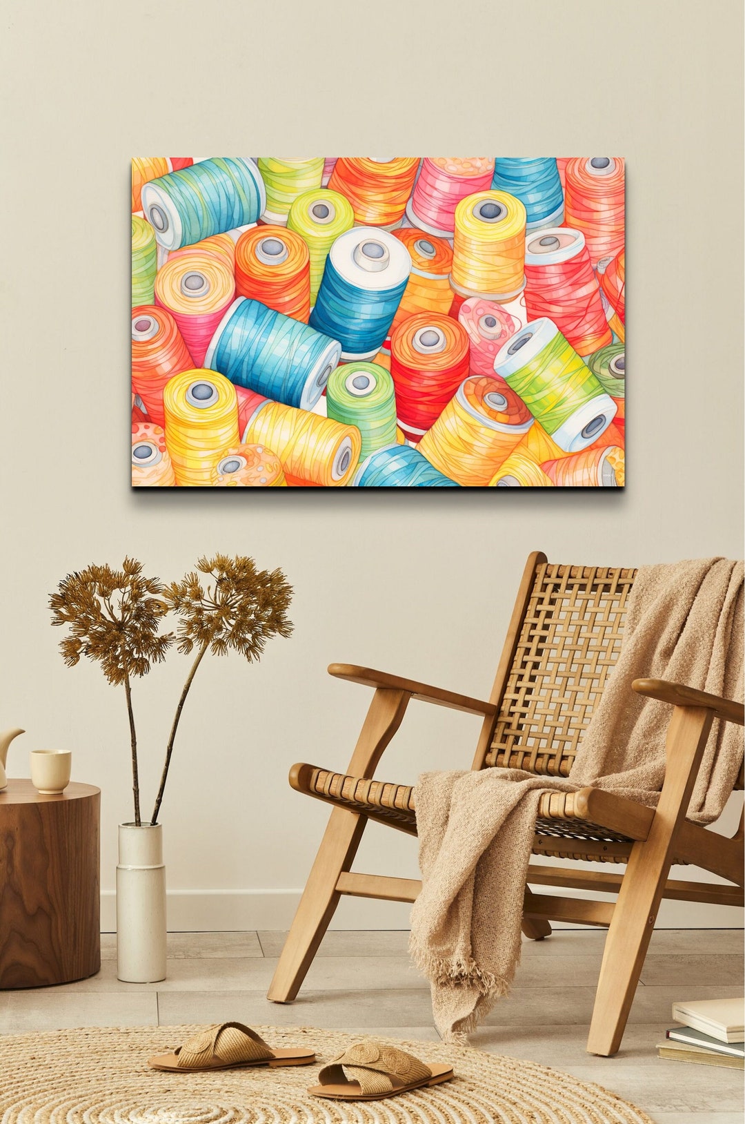 Thread and Sewing Wall Art, Sewing Room Wall Art, Colorful, Minimalist ...