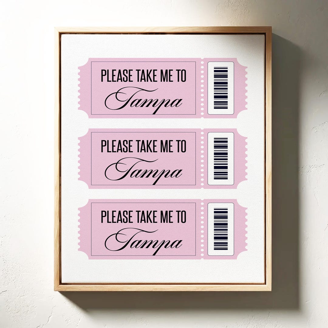 Please Take Me to Tampa | Pink Ticket Print - Etsy