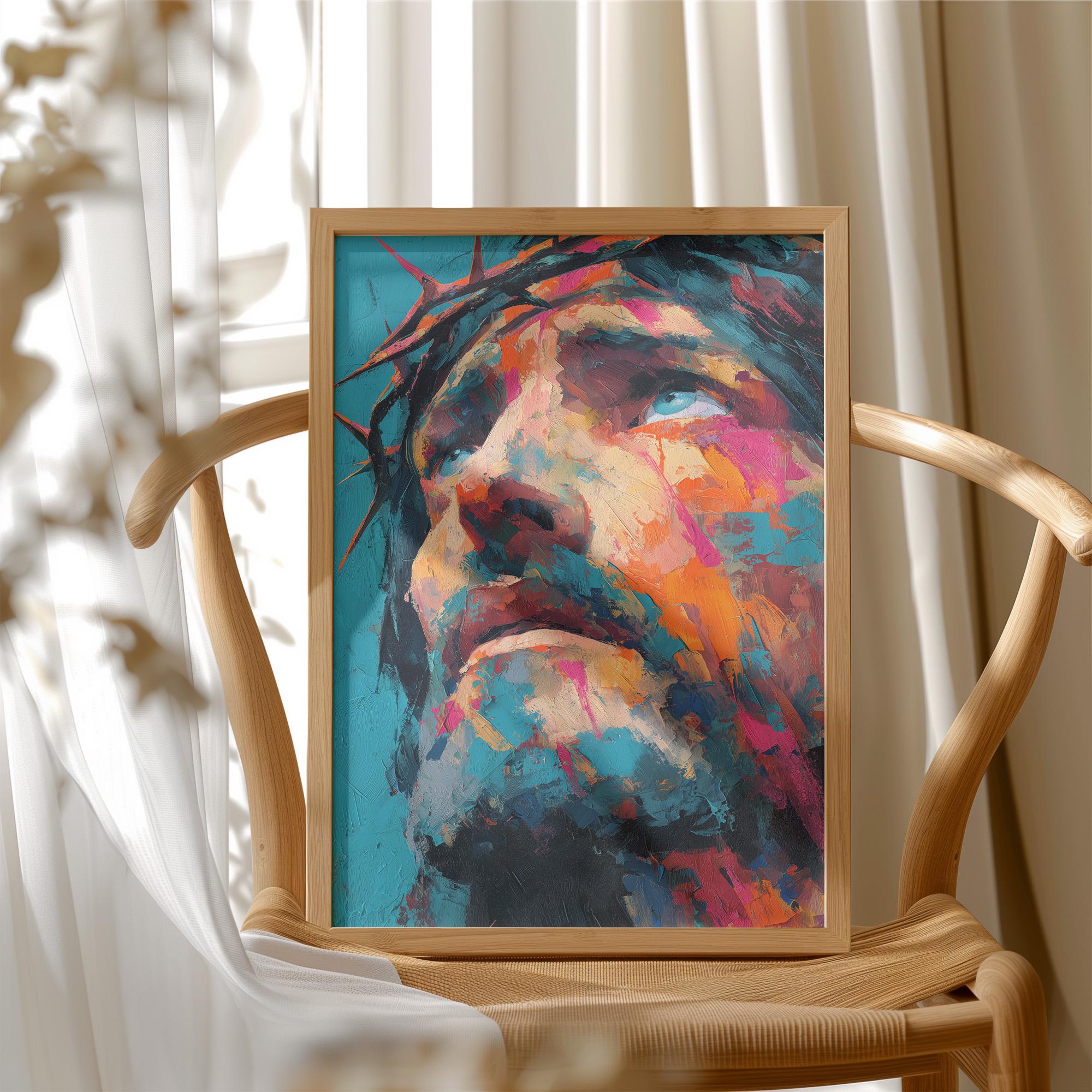 Vibrant Jesus Portrait in Bold Impasto Colors - Etsy