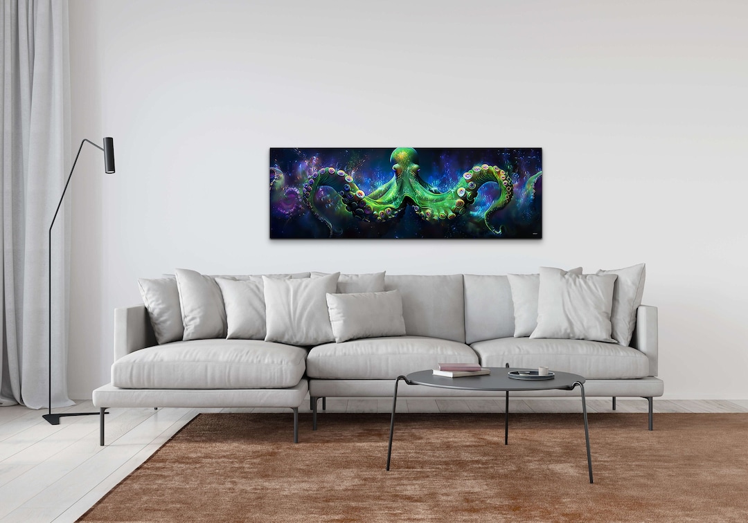 Luminescent Octopus Canvas Wall Art Print, Wrapped Canvas Art, Animal ...