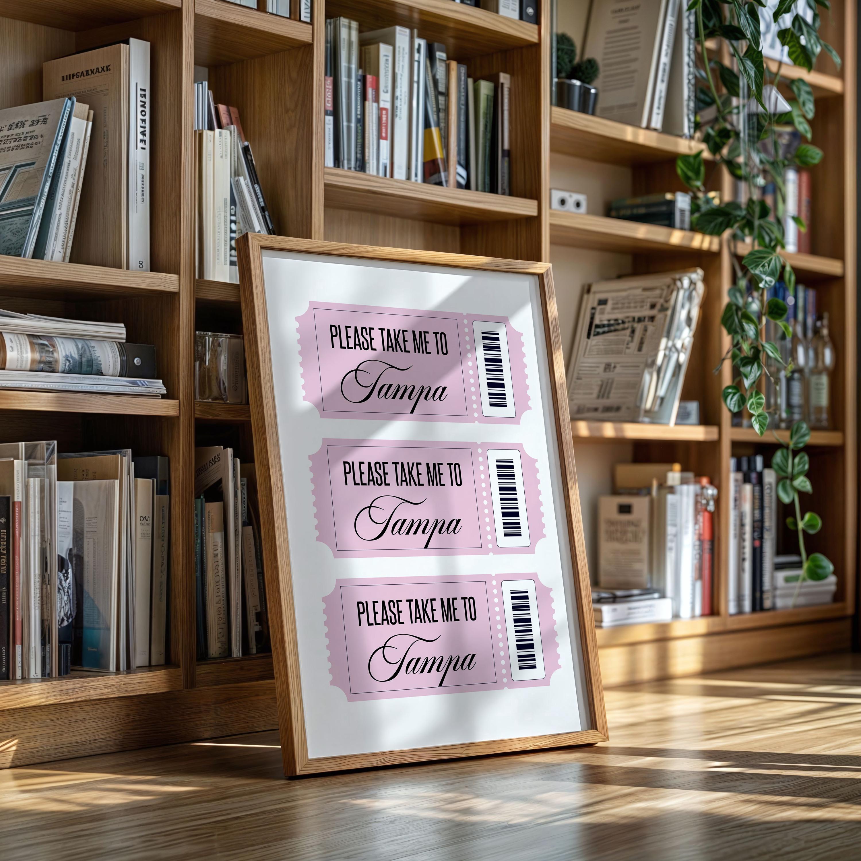 Please Take Me to Tampa | Pink Ticket Print - Etsy
