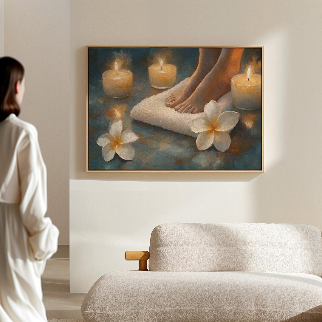 Spa Relaxation Wall Art, Candlelit Zen Decor, Luxury Bathroom Canvas ...