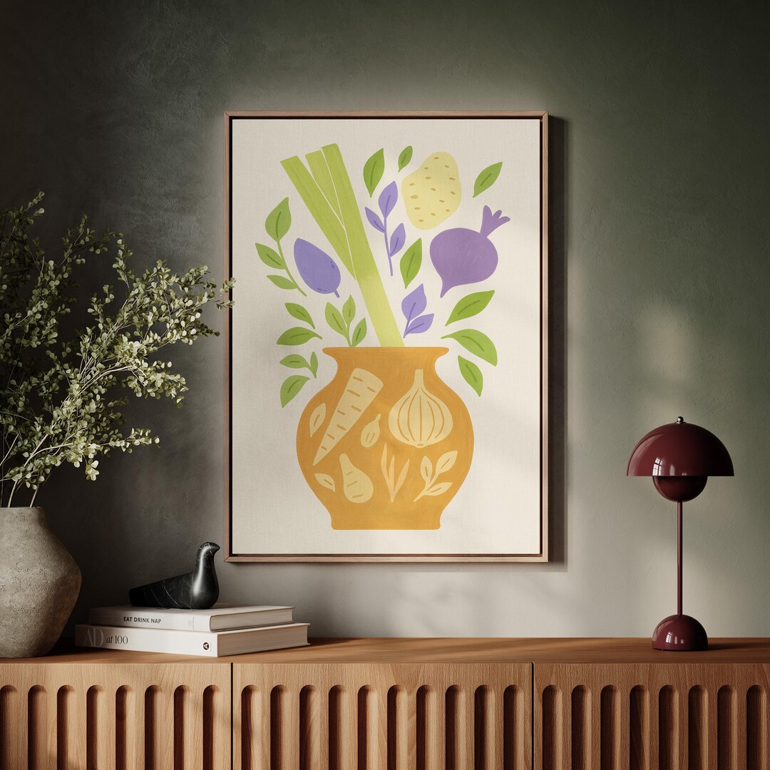 Vegetable Vase Illustration | Modern Minimal Kitchen Wall Art - Etsy Canada